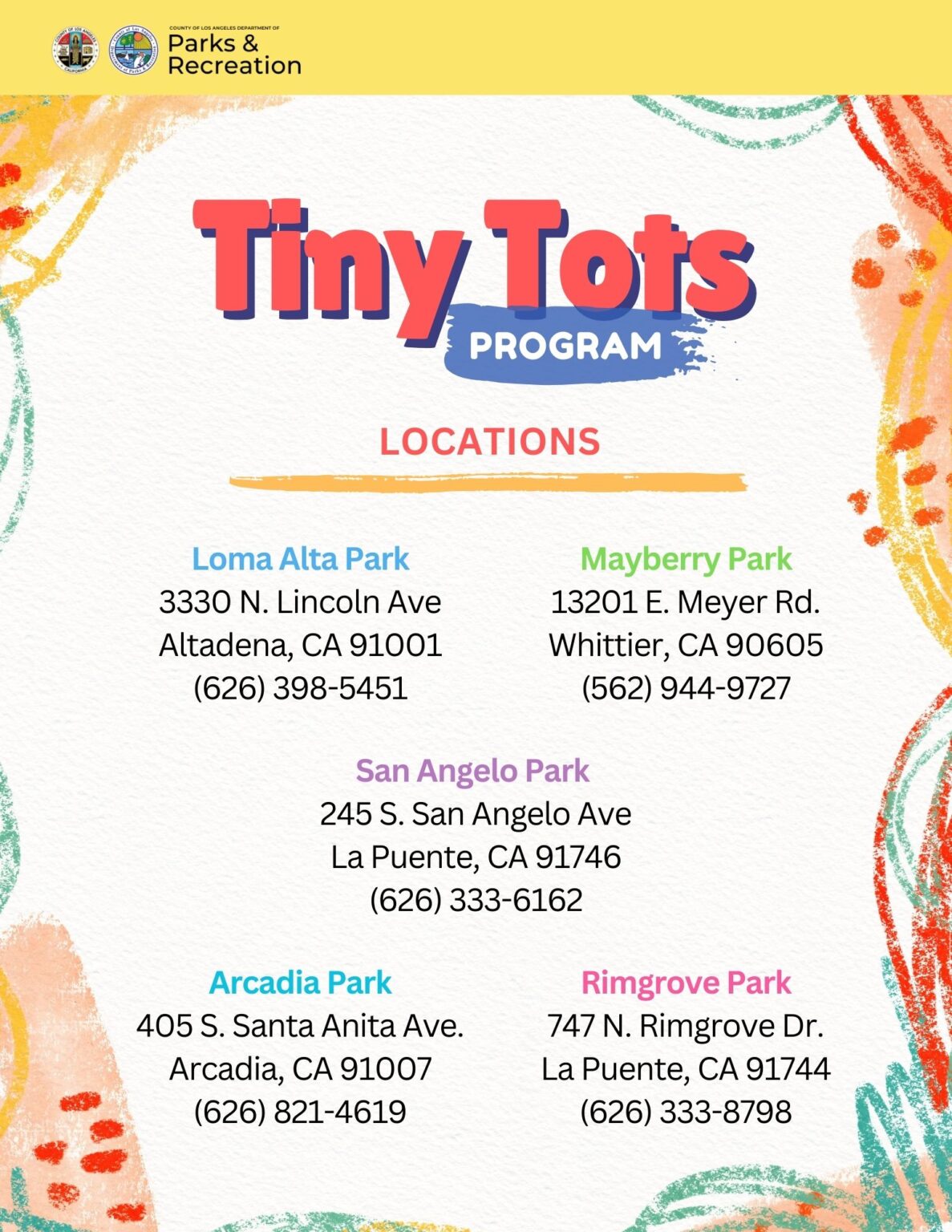 Tiny Tots Program – Parks & Recreation